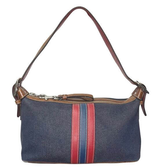 Coach | Bags | Vintage Coach Denim Red Striped Demi Hampton Leather ...